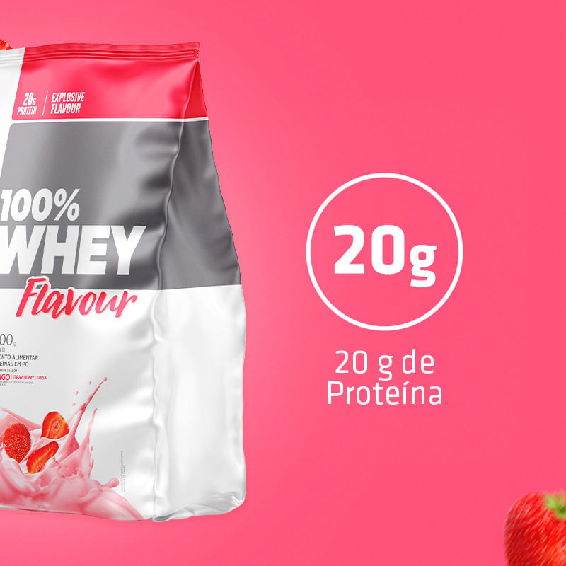 100% Whey Flavour Morango 900g - PanVel Farmácias