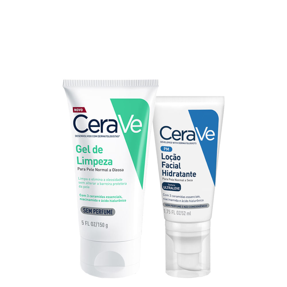 Kit Cerave - Gel Facial De Limpeza 50 G- + Loção Hidratante Facial- 52 ...