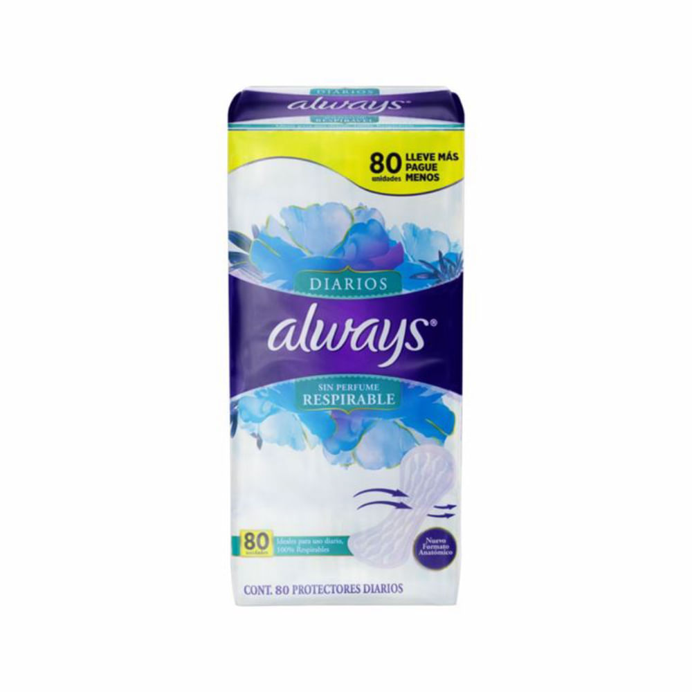 Protetor Diário Always Respirável Sem Perfume 80 Unidades - Panvel ...